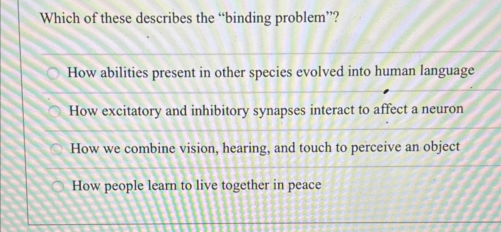 Solved Which of these describes the "binding problem"?How | Chegg.com