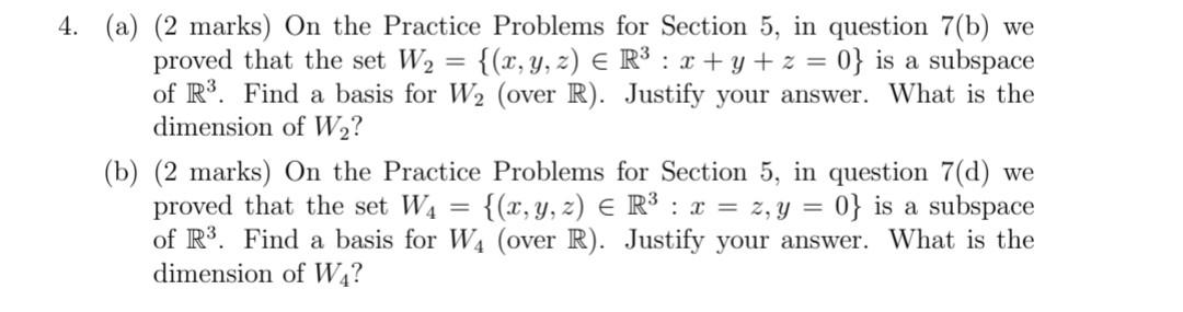 Solved 4. (a) (2 marks) On the Practice Problems for Section | Chegg.com