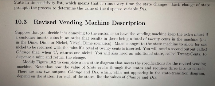 Solved 10.2 Initial Vending Machine Description We will use | Chegg.com