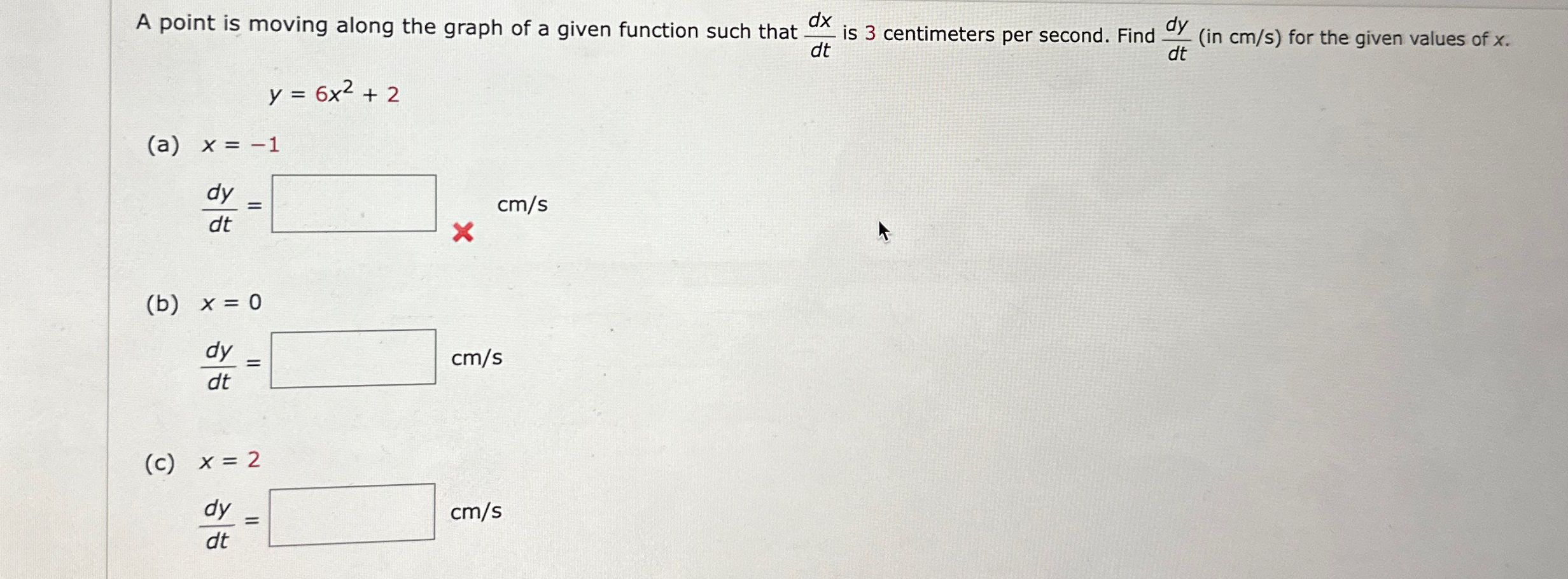 Solved A point is moving along the graph of a given function | Chegg.com