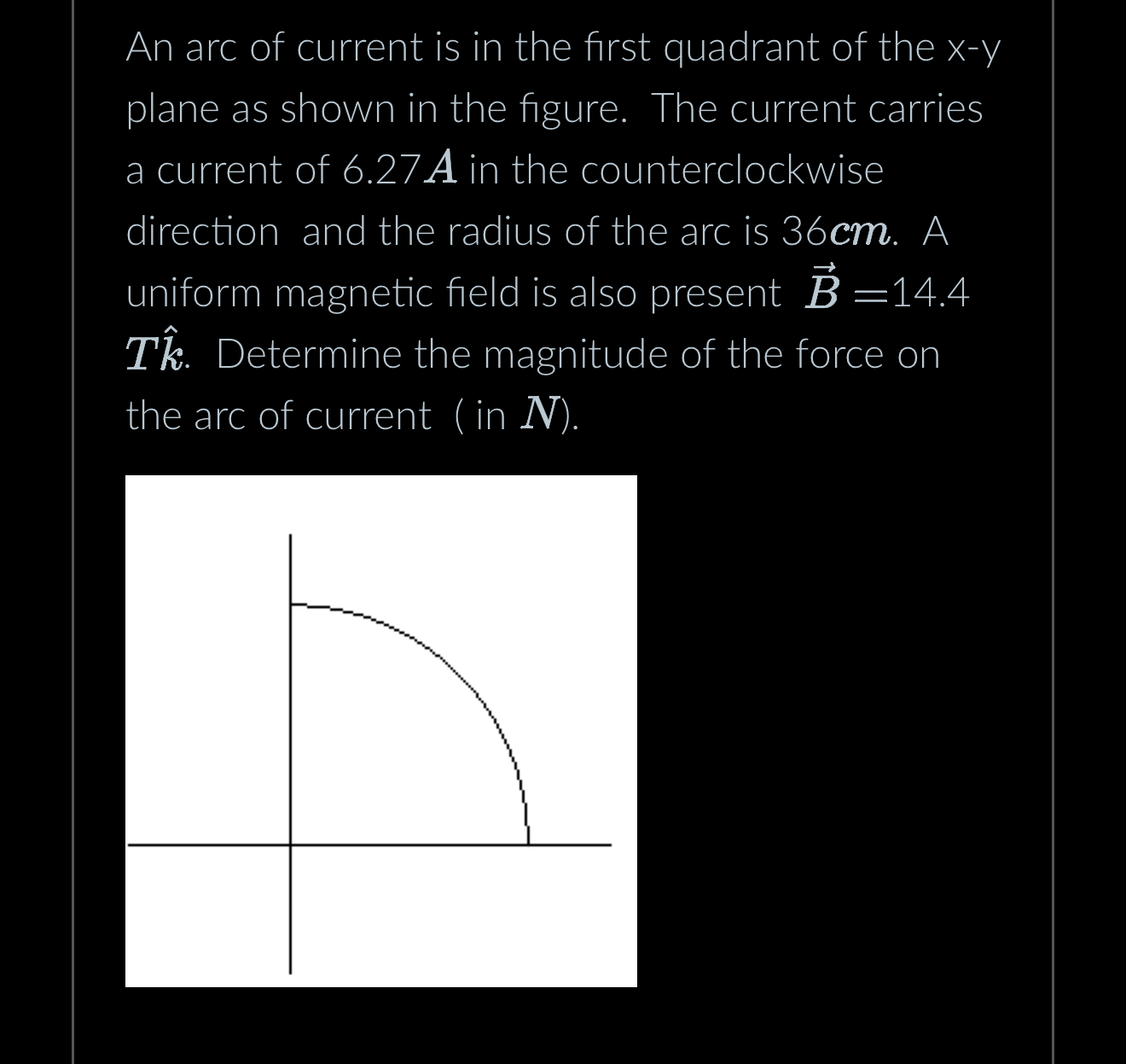 Solved An arc of current is in the first quadrant of the x-y | Chegg.com