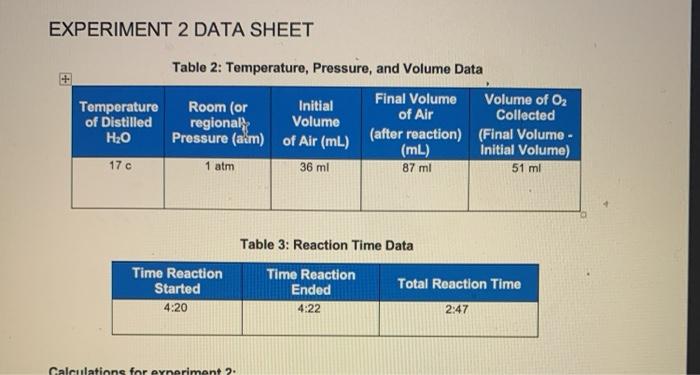 Solved 3. Use the temperature from #1, the volume from #2, | Chegg.com