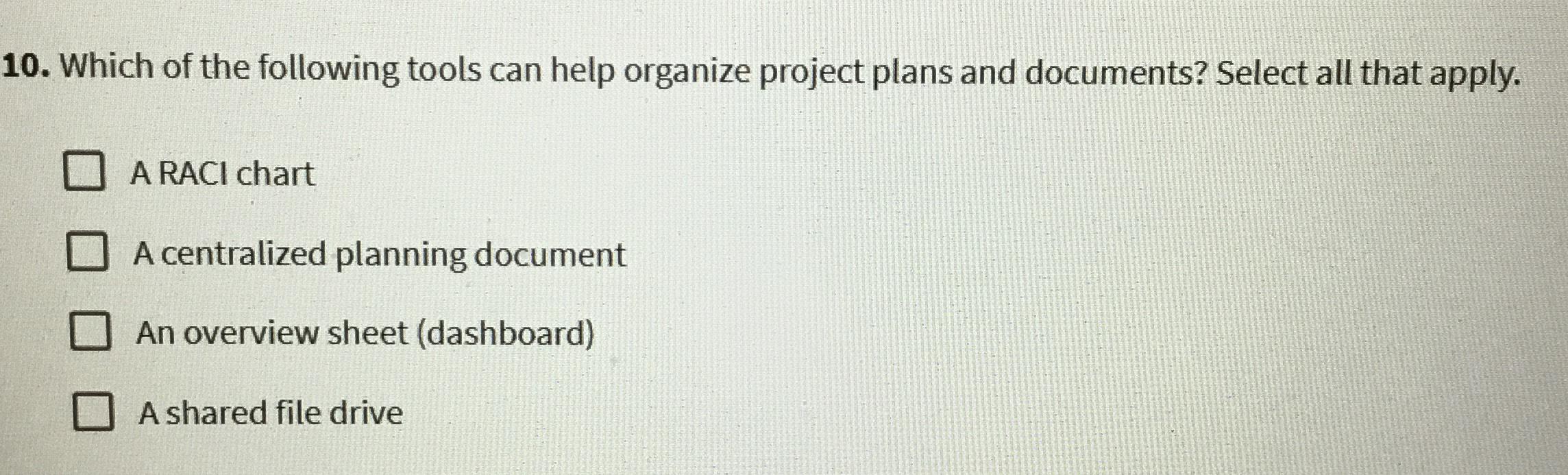 Solved Which of the following tools can help organize | Chegg.com