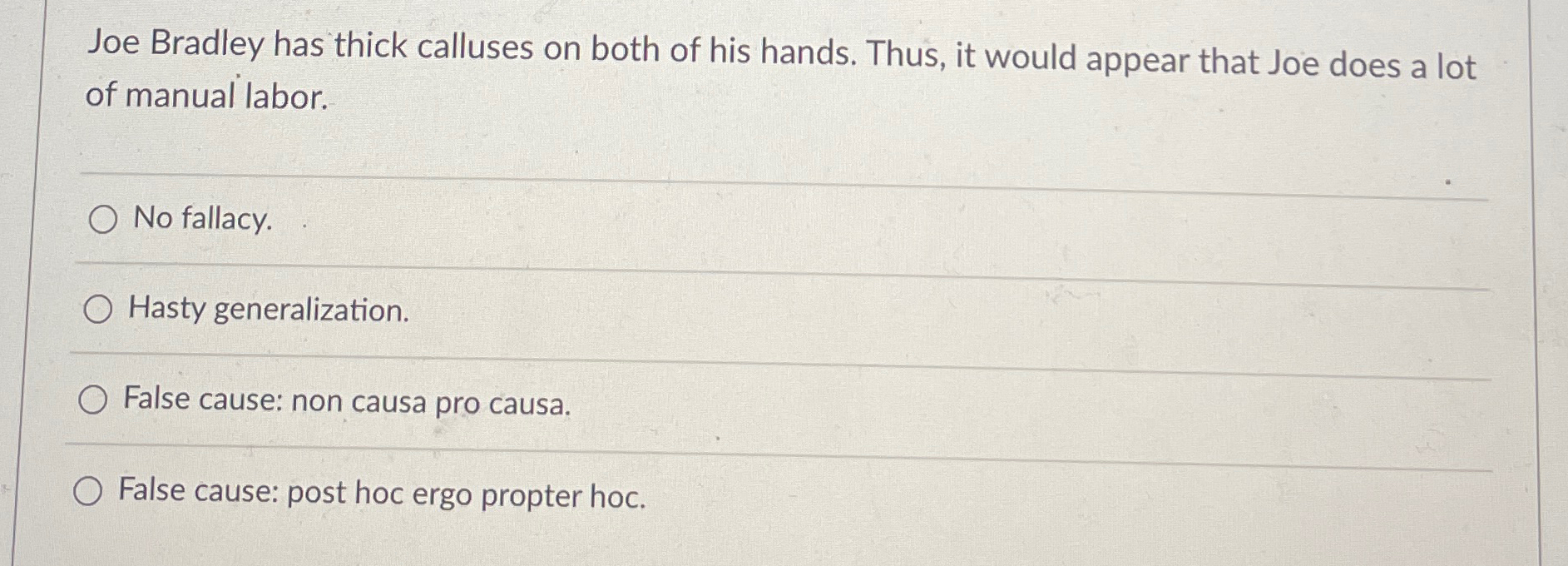 Solved Joe Bradley has thick calluses on both of his hands. | Chegg.com