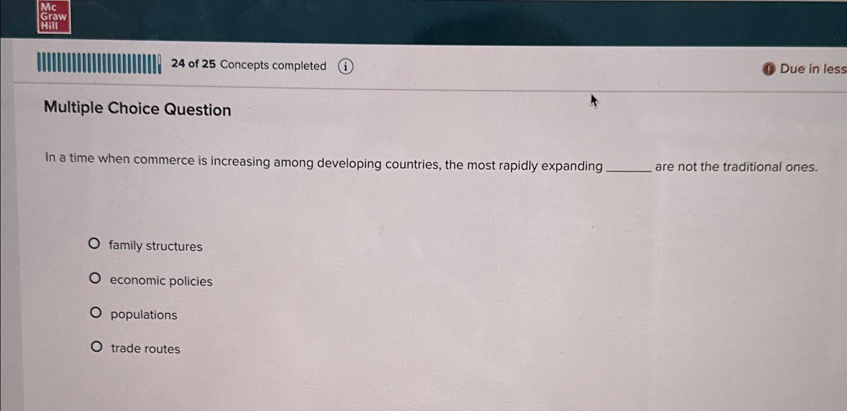 Solved McGraw24 ﻿of 25 ﻿Concepts completed (i)Due in | Chegg.com