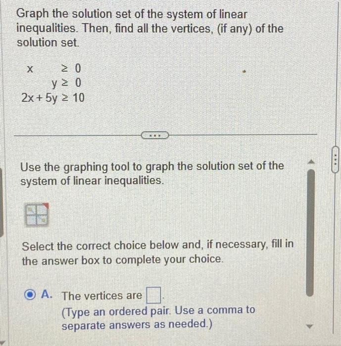 Solved Graph the solution set of the system of linear | Chegg.com