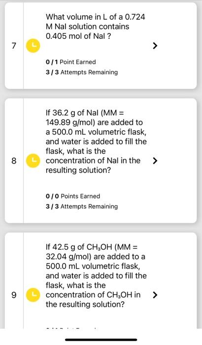 Solved What volume in L of a 0.724 MNal solution contains | Chegg.com