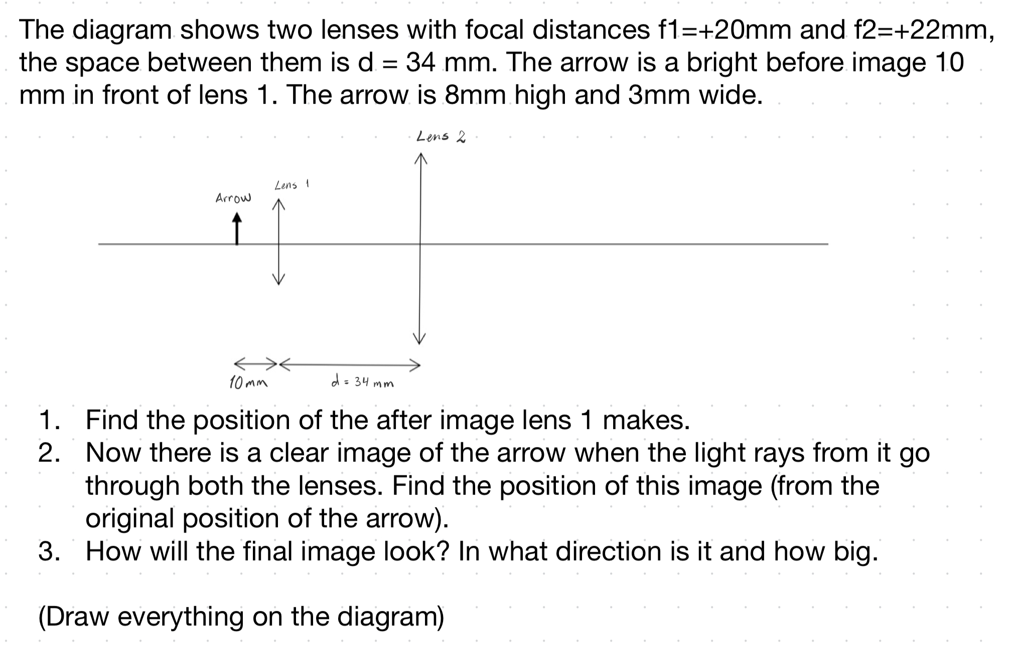 Solved The diagram shows two lenses with focal distances | Chegg.com