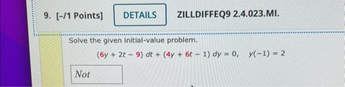 Solved ZILLDIFFEQ9 2.4.021. Solve the given initial-value | Chegg.com