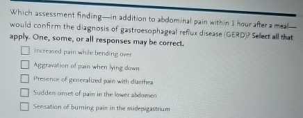 Which assessment finding-in addition to abdominal | Chegg.com