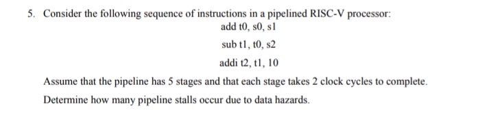 Solved Consider the following sequence of instructions in a | Chegg.com