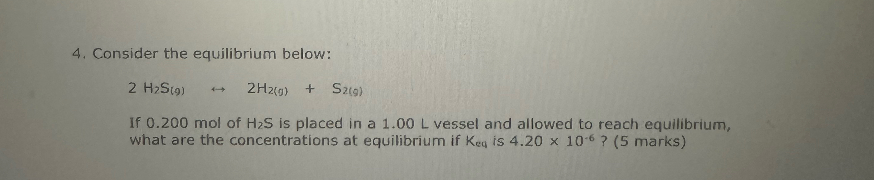 Solved Consider the equilibrium | Chegg.com