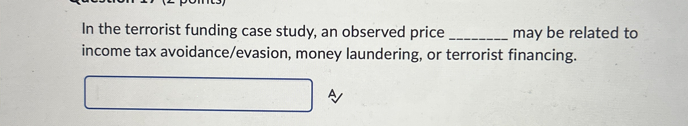 Solved In the terrorist funding case study, an observed | Chegg.com