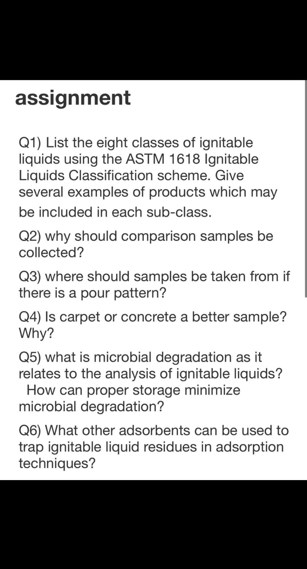 Solved assignment Q1) List the eight classes of ignitable | Chegg.com