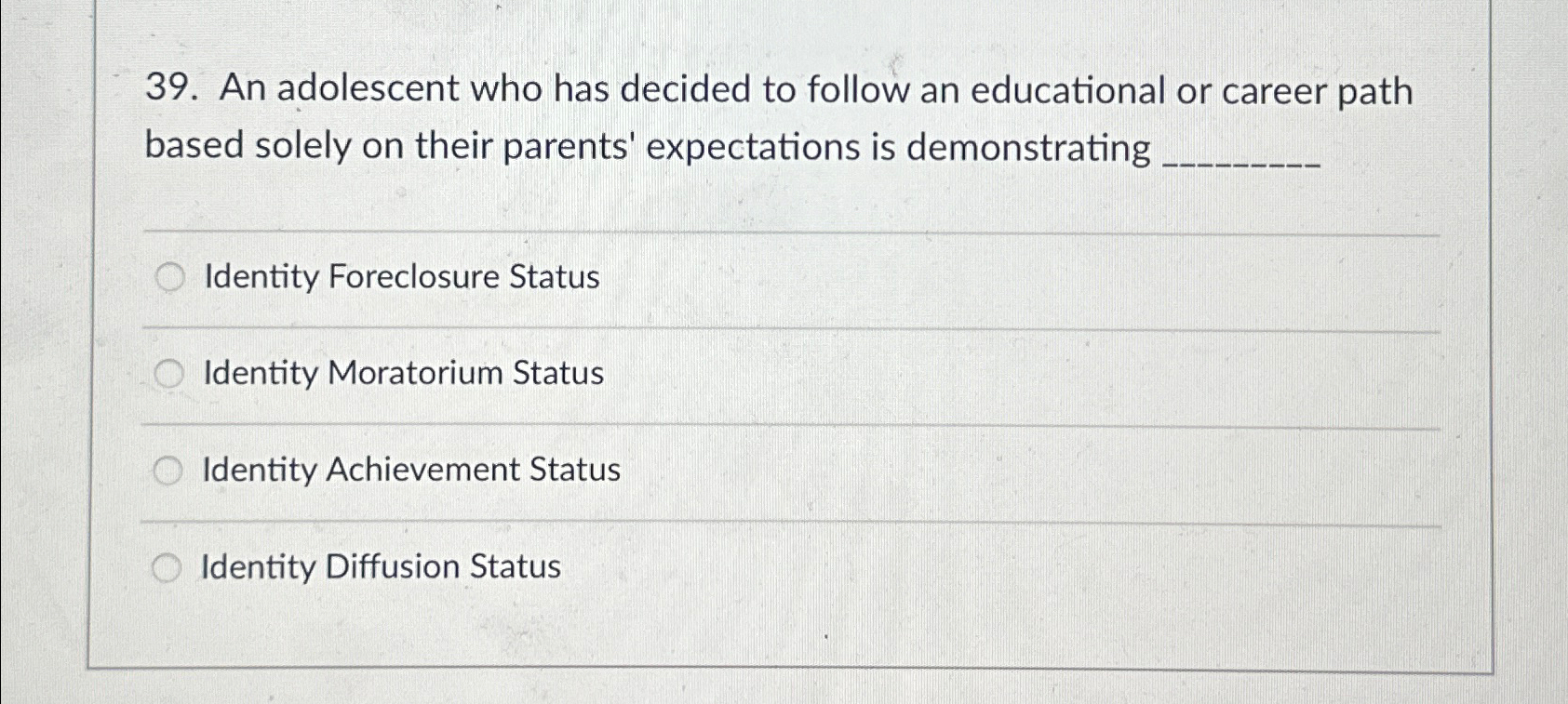 Solved An adolescent who has decided to follow an | Chegg.com