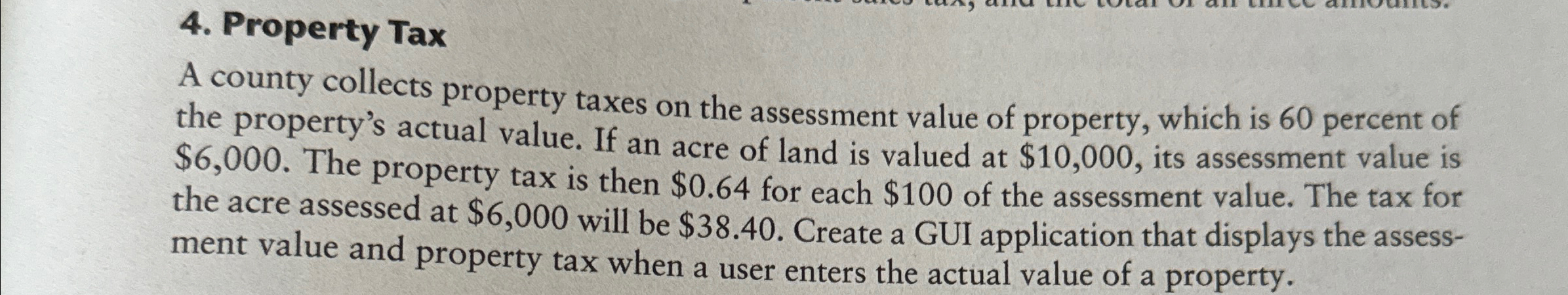 Solved Property TaxA county collects property taxes on the | Chegg.com