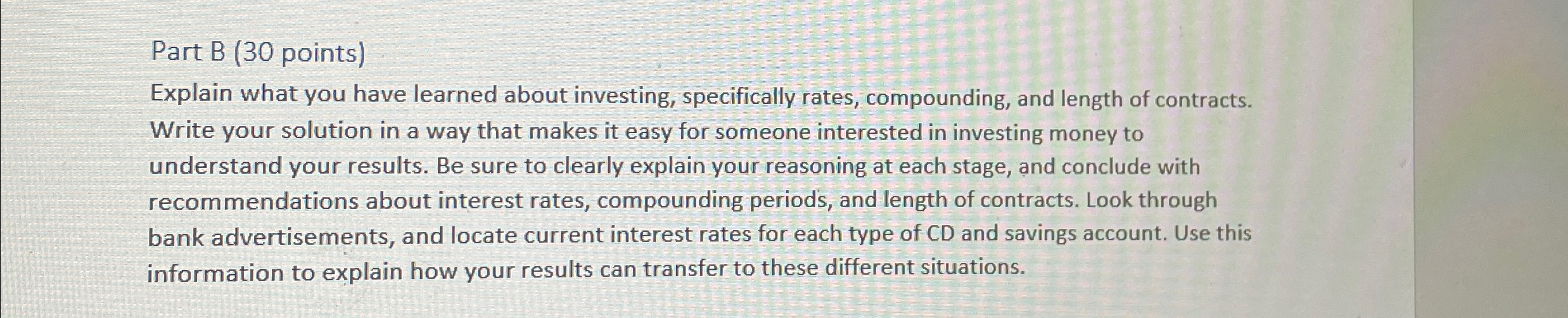 Solved Part B ( 30 ﻿points)Explain what you have learned | Chegg.com