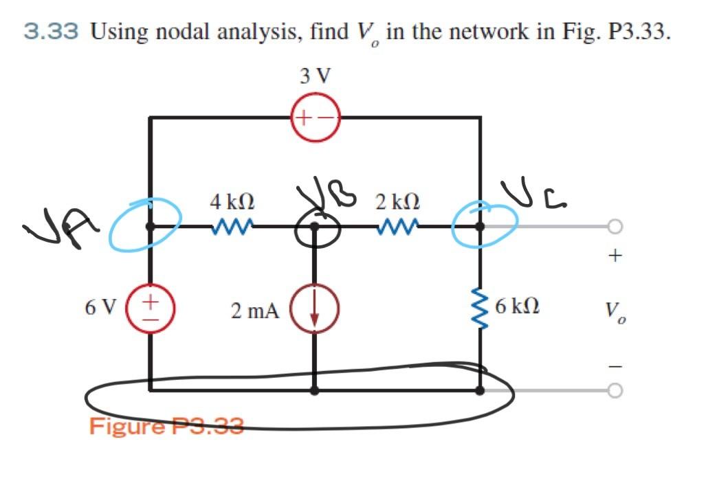 Solved usin3.33 ﻿Using nodal analysis, find Vo ﻿in the | Chegg.com