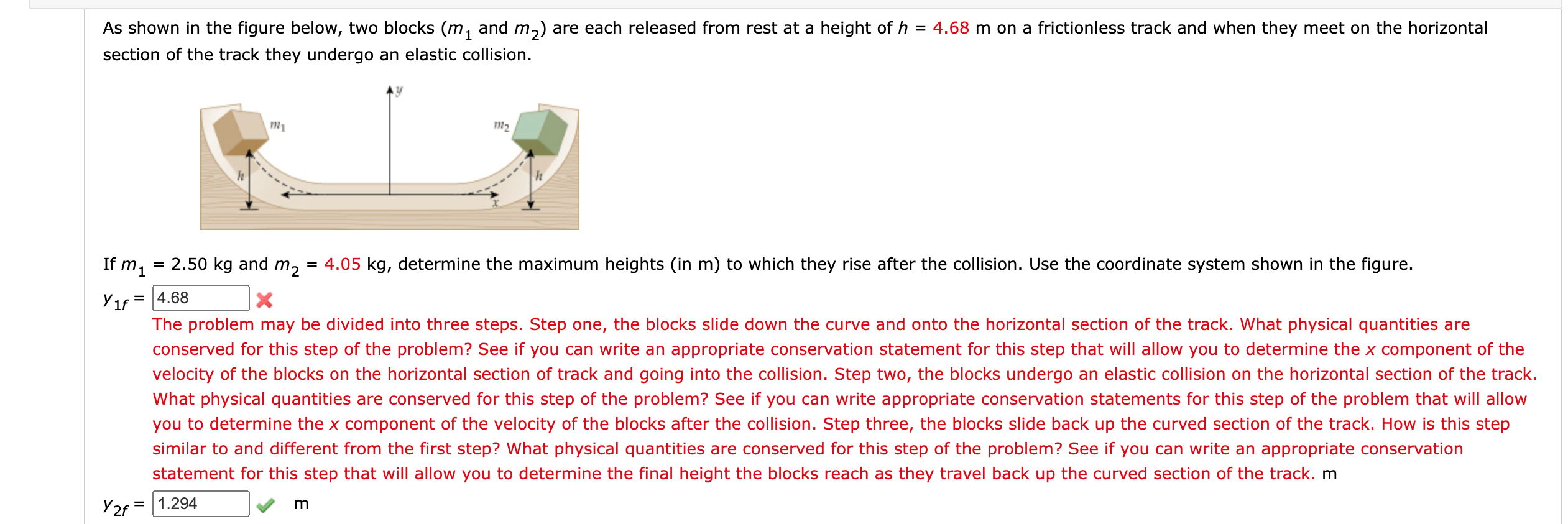 Solved section of the track they undergo an elastic | Chegg.com