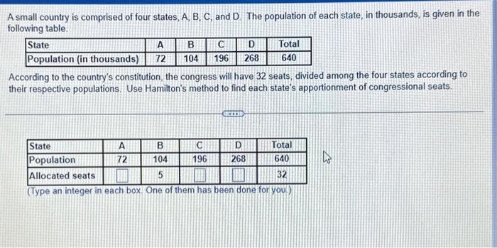 Solved A small country is comprised of four states, A, B, C, | Chegg.com