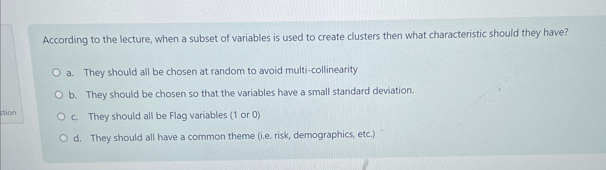 Solved According to the lecture, when a subset of variables | Chegg.com