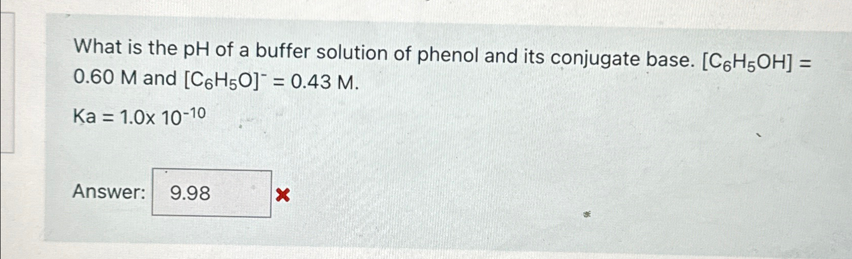 Solved What is the pH ﻿of a buffer solution of phenol and | Chegg.com