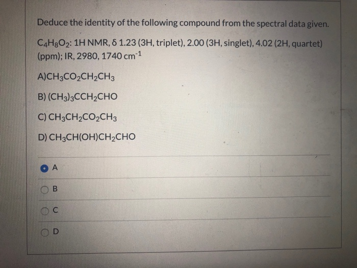 Solved Deduce the identity of the following compound from | Chegg.com