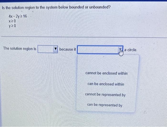 Solved Is the solution region to the system below bounded or | Chegg.com