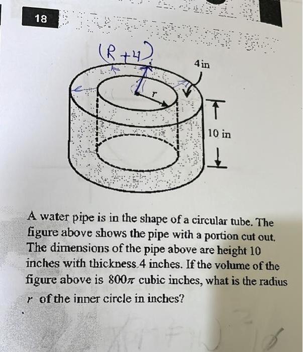 Solved A water pipe is in the shape of a circular tube. The | Chegg.com