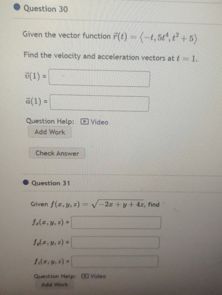Solved Question 30Given the vector function | Chegg.com