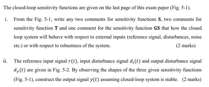 The closed-loop sensitivity functions are given on | Chegg.com