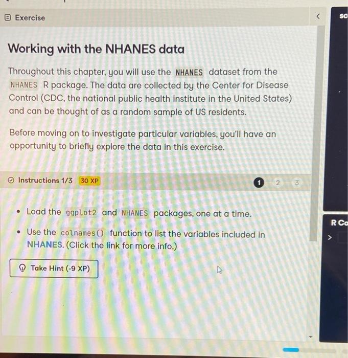 Solved Exercise SC 8. Working with the NHANES data | Chegg.com