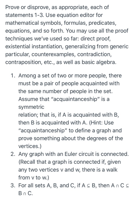 Solved Prove or disprove, as appropriate, each of statements | Chegg.com