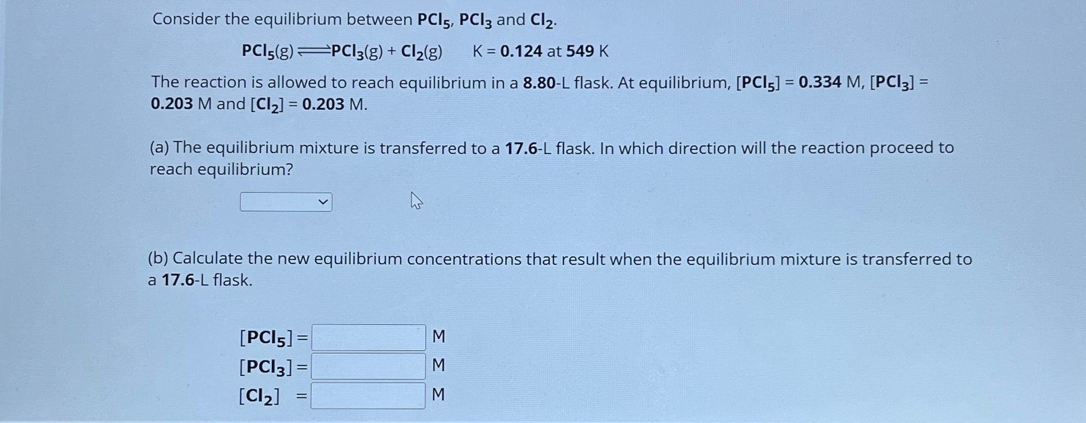 Solved Consider the equilibrium between PCl5,PCl3 ﻿and | Chegg.com