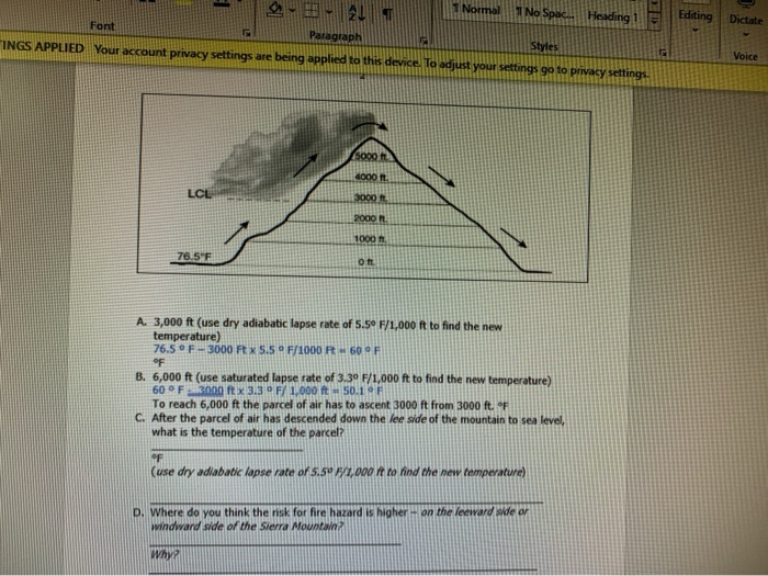 Solved 1. Assume that a parcel of air is forced to rise up | Chegg.com