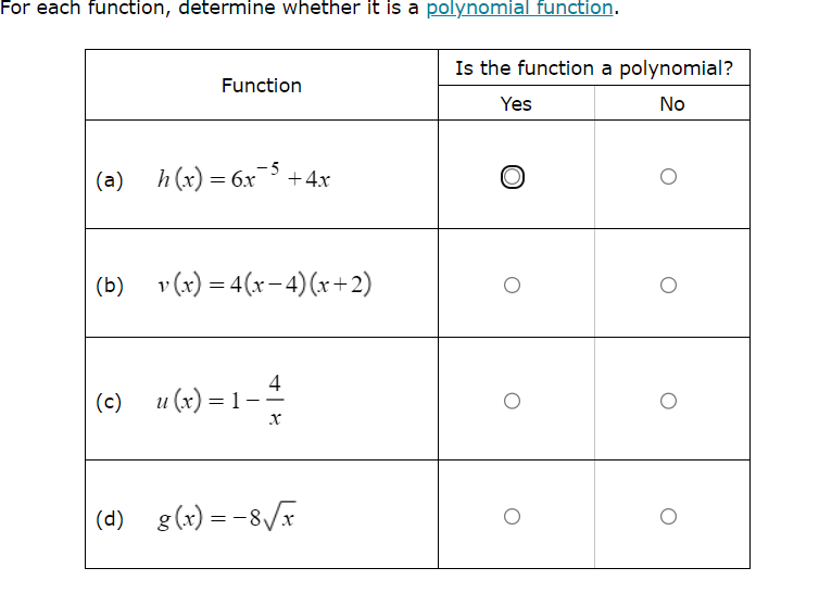 Solved For each function, determine whether it is a | Chegg.com