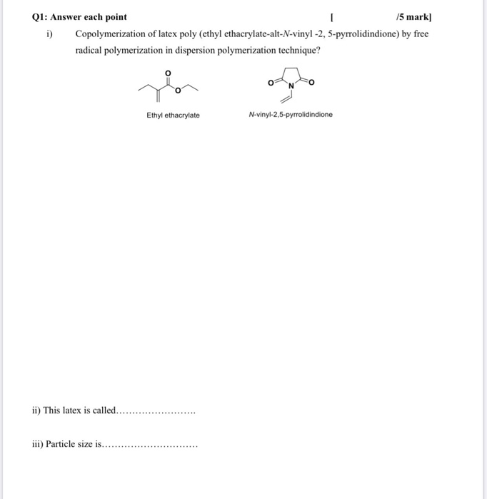 Solved Polymer chemistry🛑🛑Please help me in solving the | Chegg.com