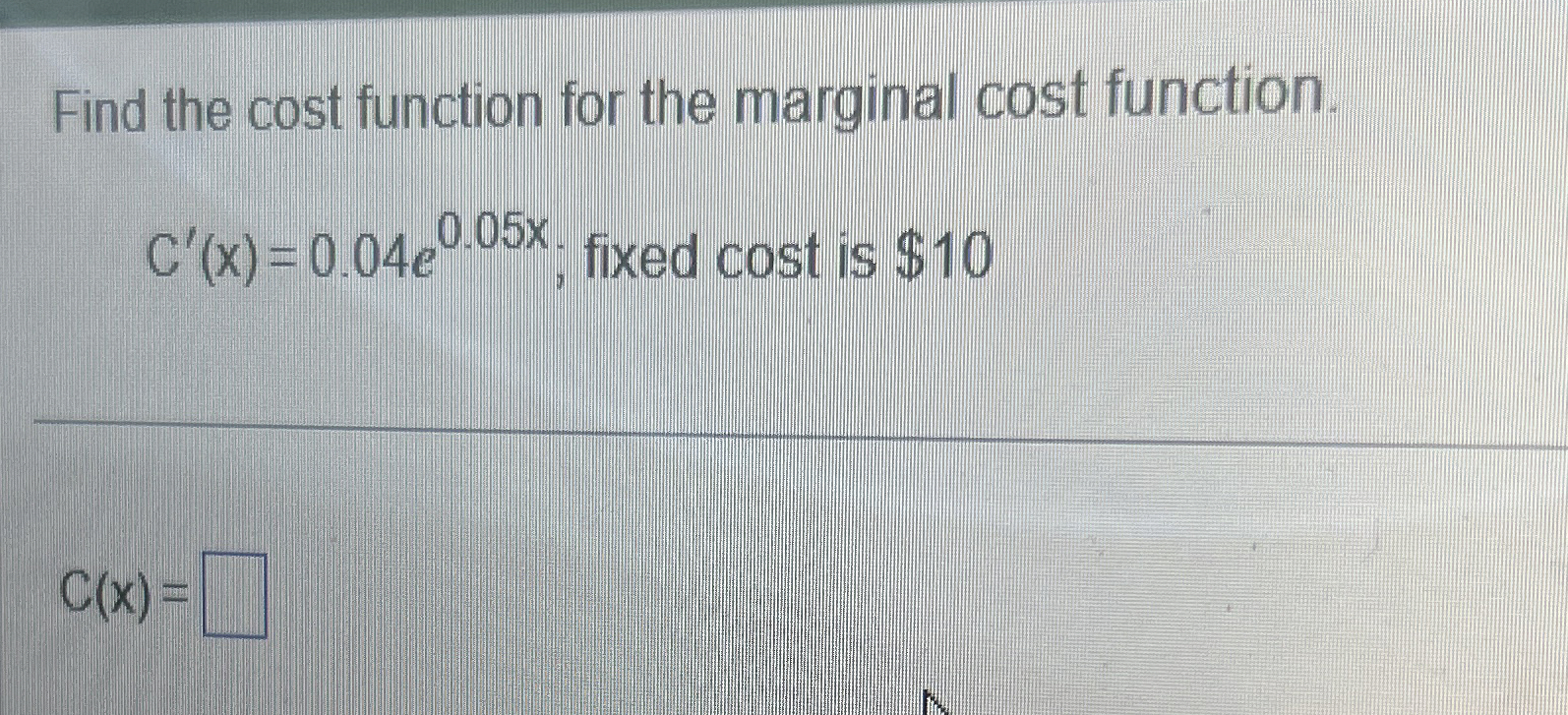 Solved Find the cost function for the marginal cost | Chegg.com