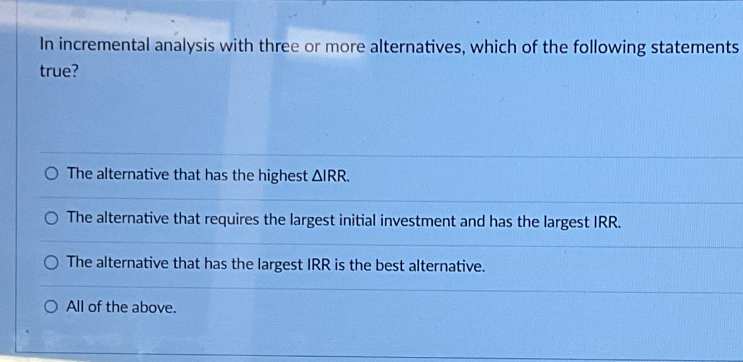 Solved In incremental analysis with three or more | Chegg.com