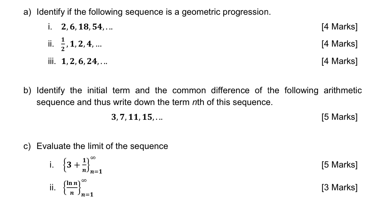 Solved a) ﻿Identify if the following sequence is a geometric | Chegg.com