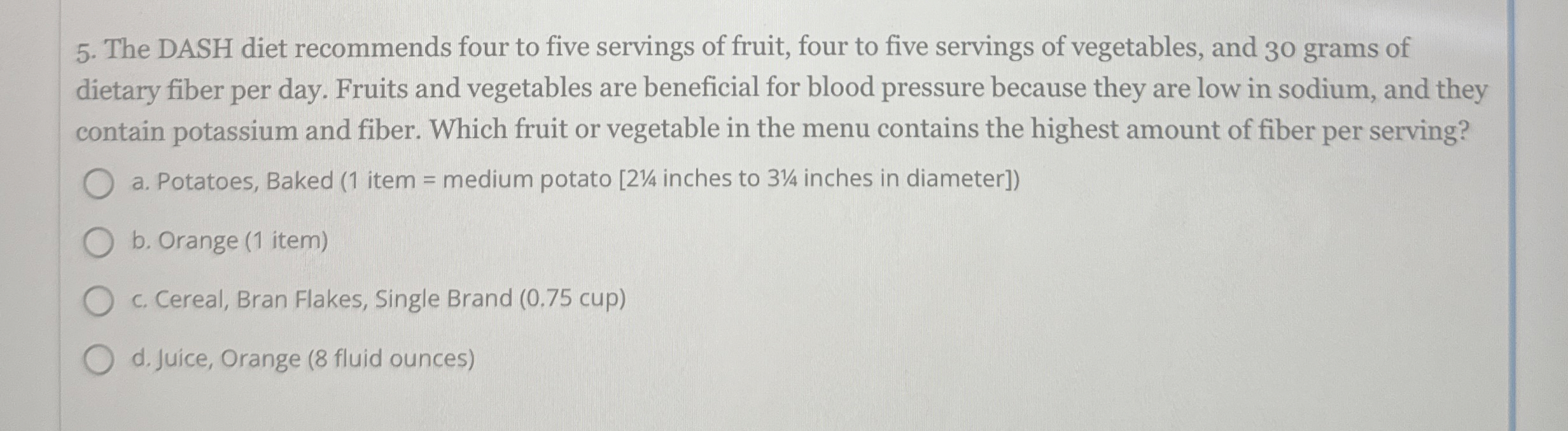 Solved The DASH diet recommends four to five servings of | Chegg.com