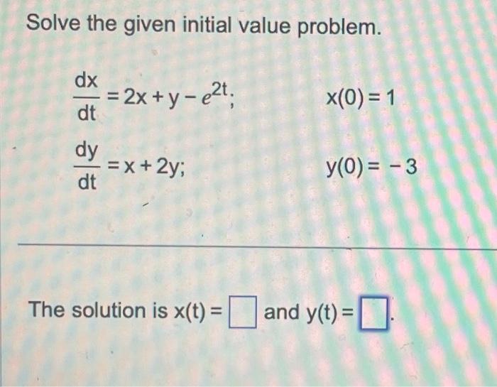 Solved Solve the given initial value problem. | Chegg.com