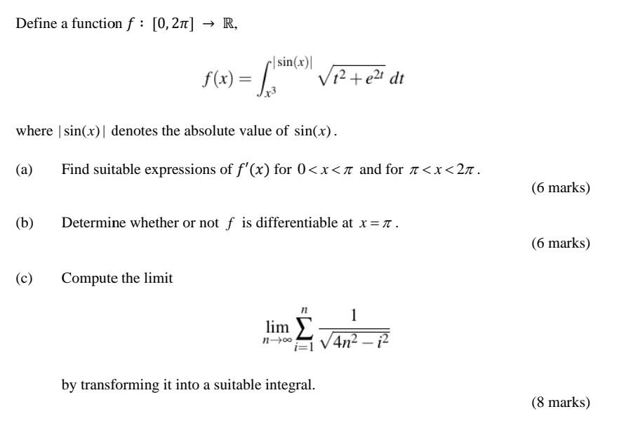 Solved Define a function f:[0,2π]→R, | Chegg.com