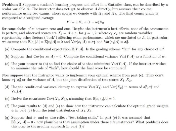 Problem 5 Suppose a student's learning progress and | Chegg.com