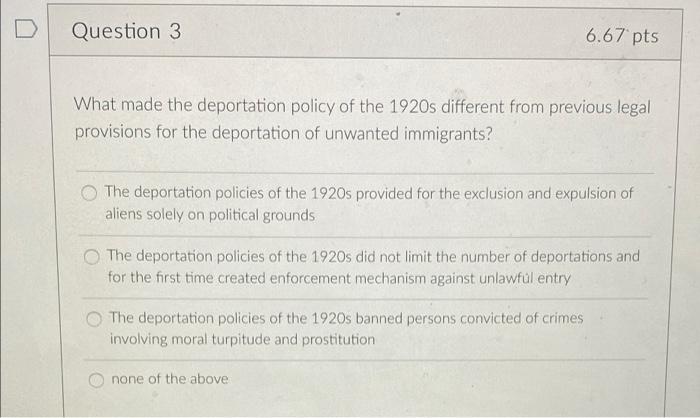Solved Question 1 6.67 pts The Alien Land Law passed in | Chegg.com