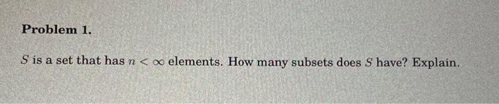 Solved S is a set that has n