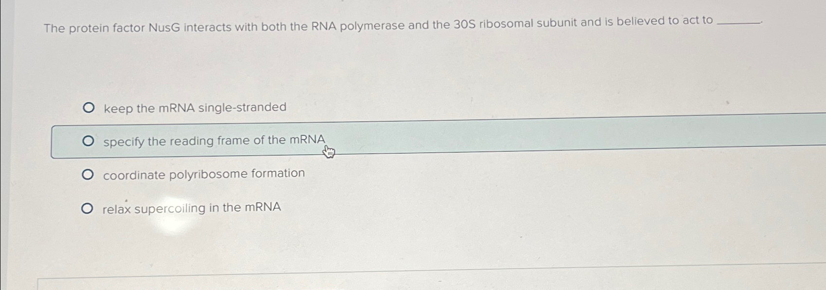 Solved The protein factor NuSG interacts with both the RNA | Chegg.com