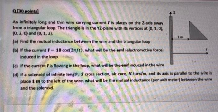 Solved An infinitely long and thin wire carrying current I | Chegg.com