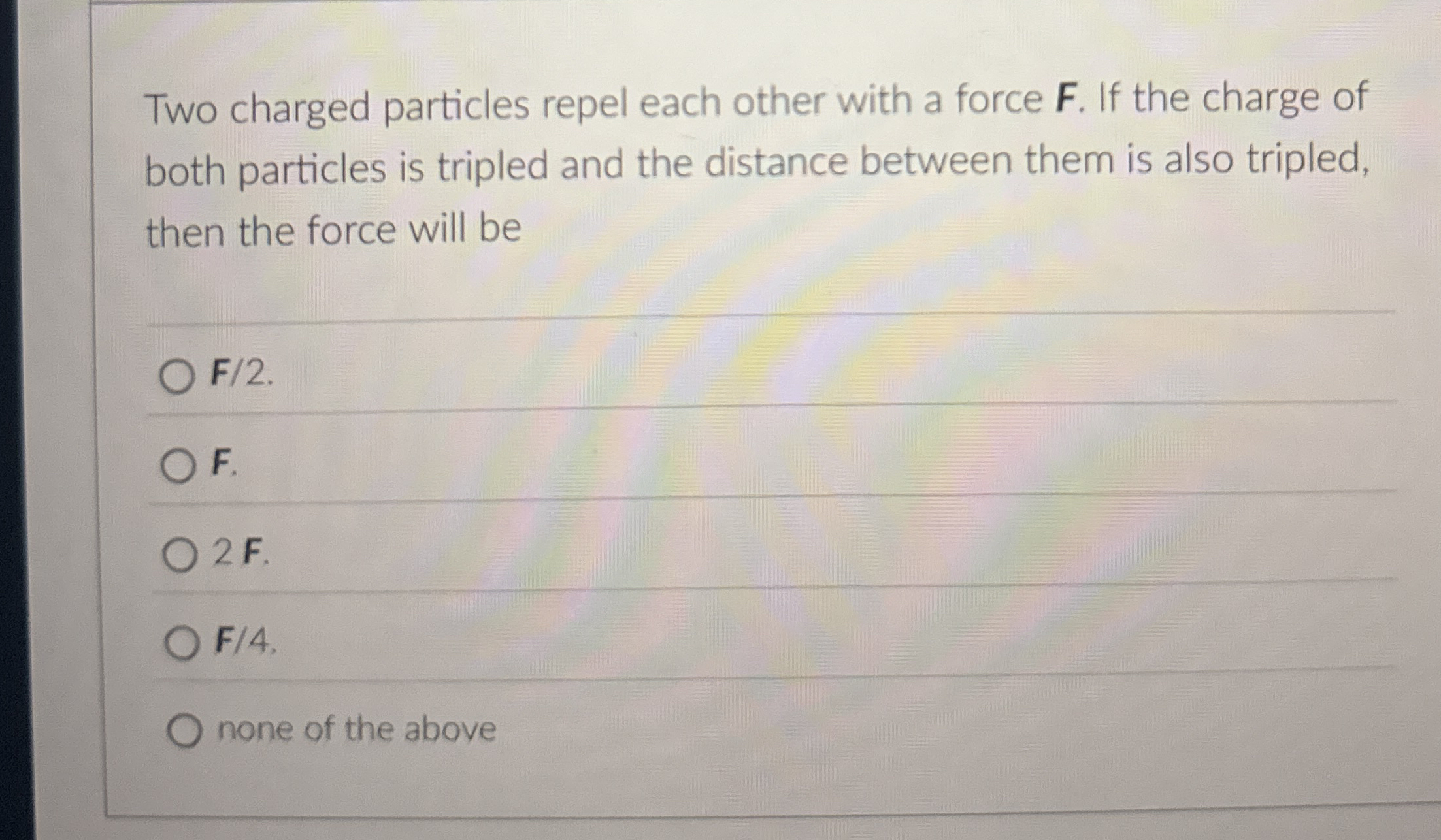 Solved Two charged particles repel each other with a force | Chegg.com