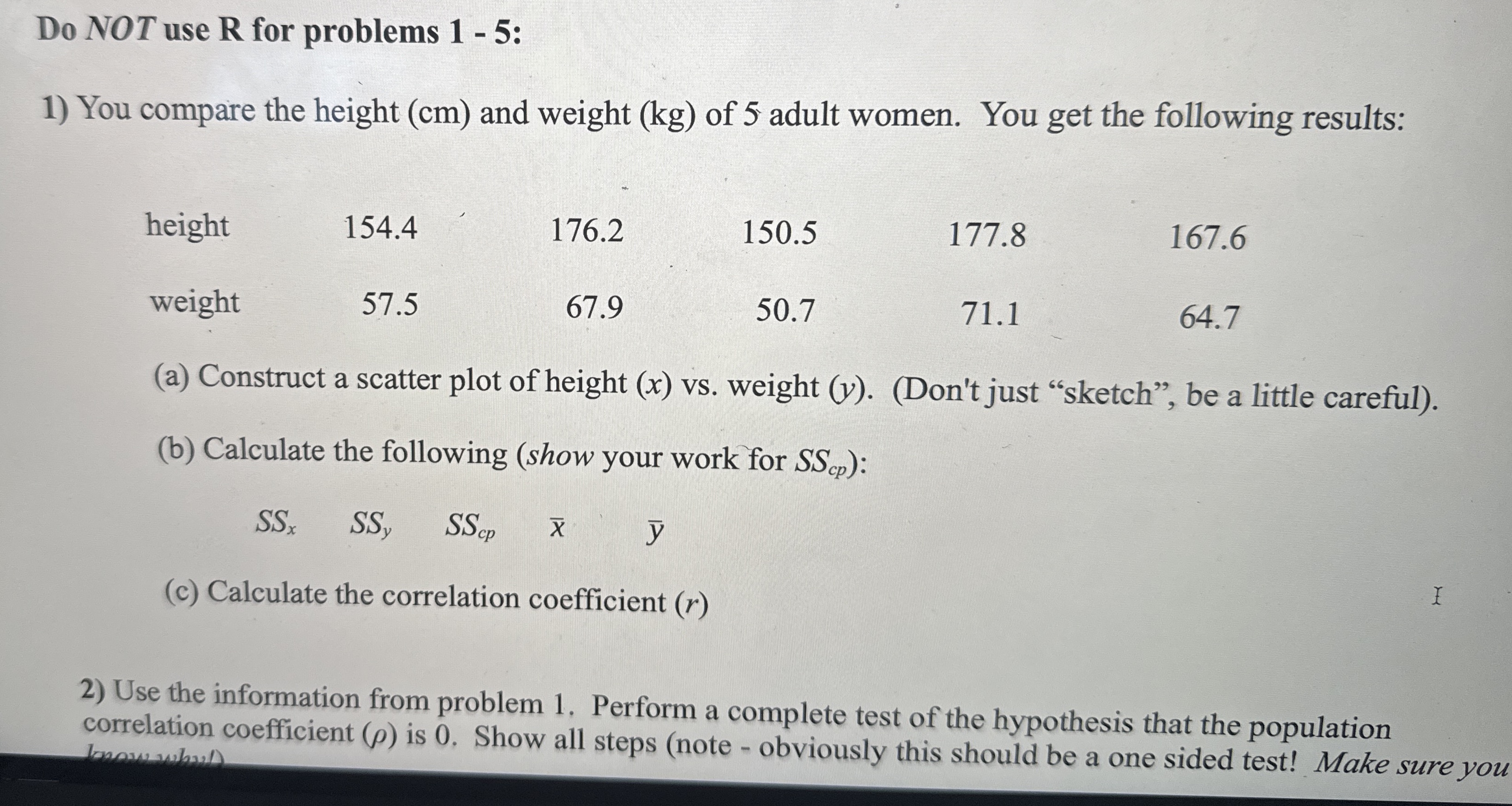 Solved Do ﻿NOT use R ﻿for problems 1 - 5:(a) ﻿Now do ﻿a | Chegg.com